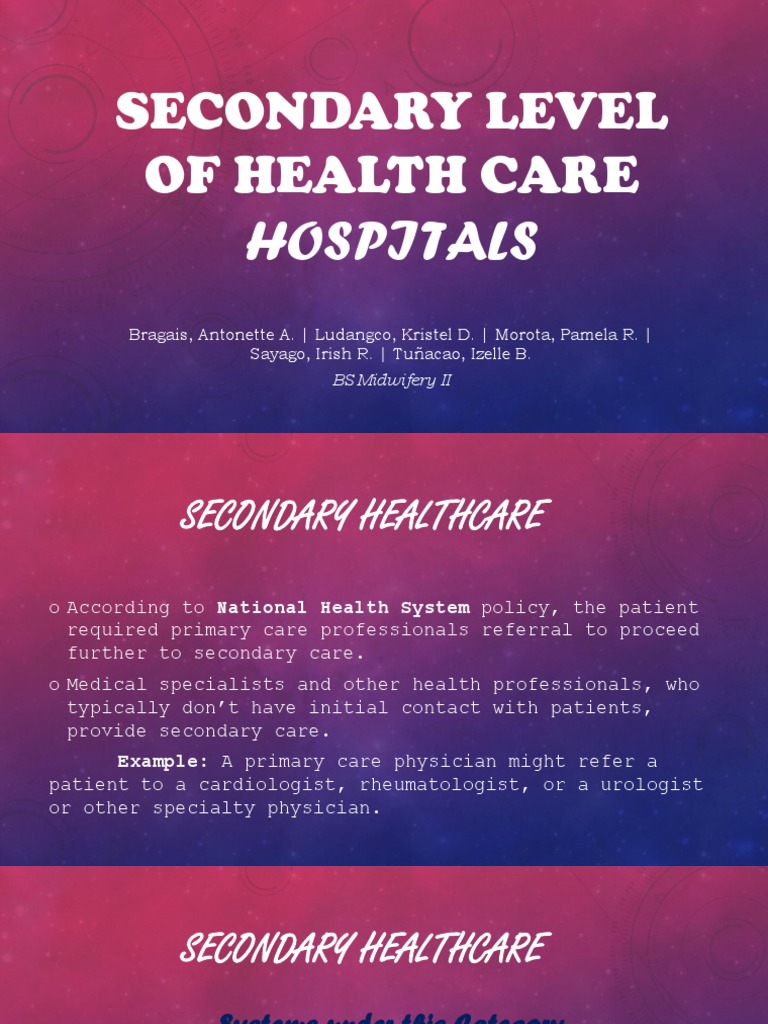 Secondary Level | PDF | Specialty (Medicine) | Health Care