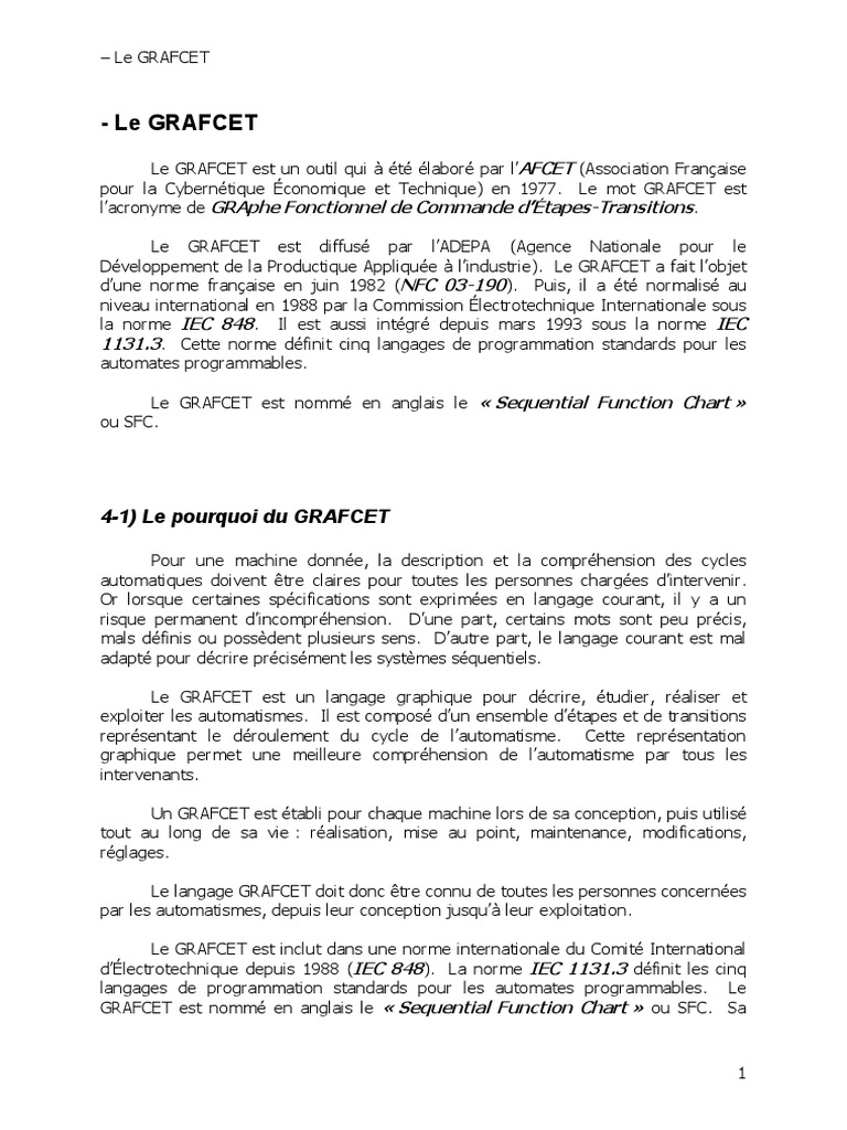Grafcet PDF | PDF | Commission électrotechnique internationale ...