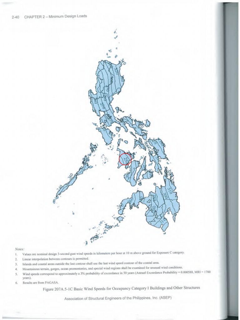 NSCP 2015 Basic Wind Speed Map | PDF
