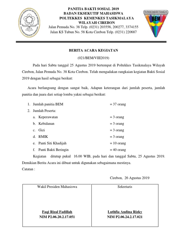 Berita Acara Baksos | PDF