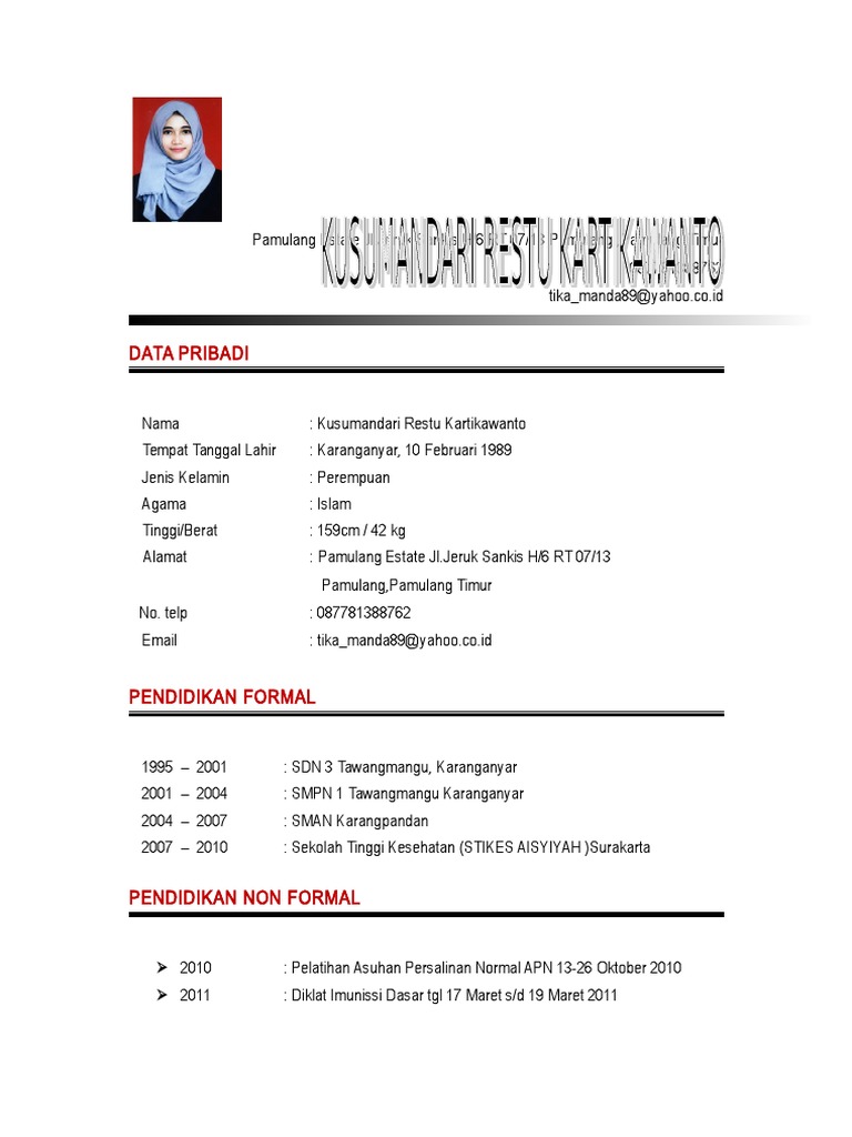 CV Lamaran Contoh MBK - Tika | PDF