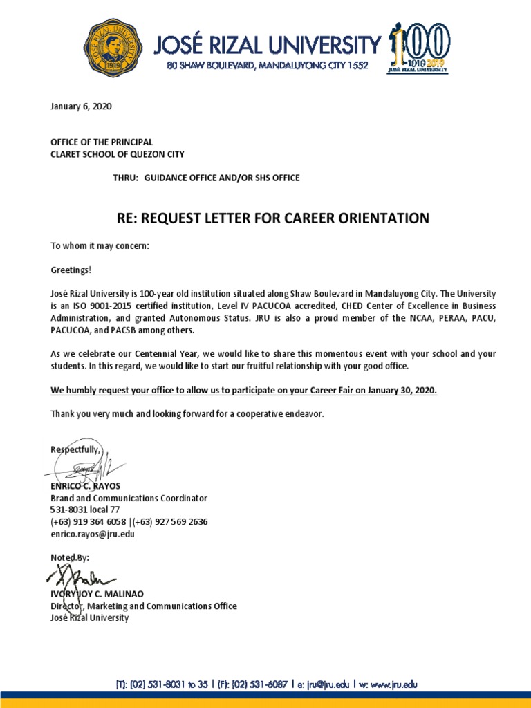 Claret School Letter | PDF