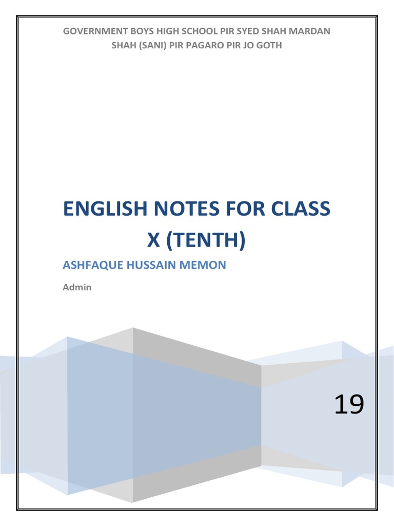 Complete Notes English 10 Sindh Text Book Board (STB) | PDF ...
