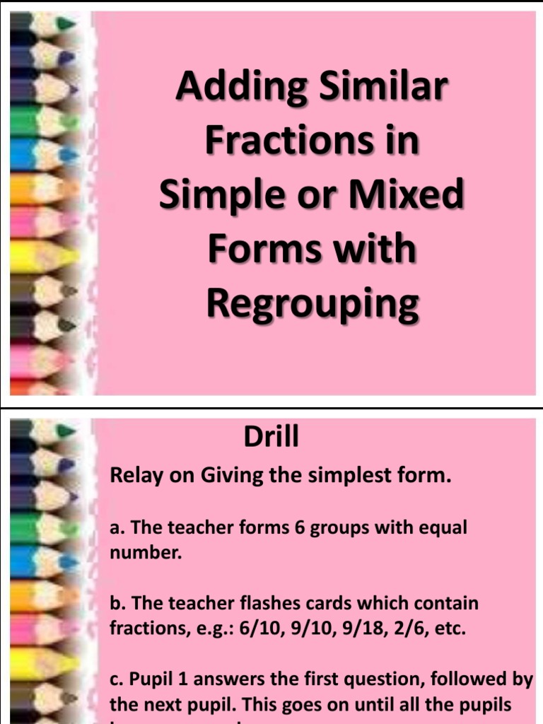 Adding Similar Fractions in Simple or Mixed Forms | PDF | Fraction ...