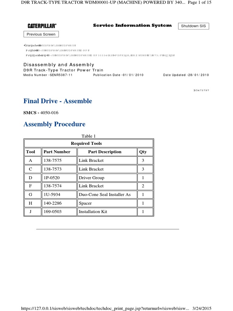 Assamble Final Drive Cat 777 | PDF | Gear | Screw
