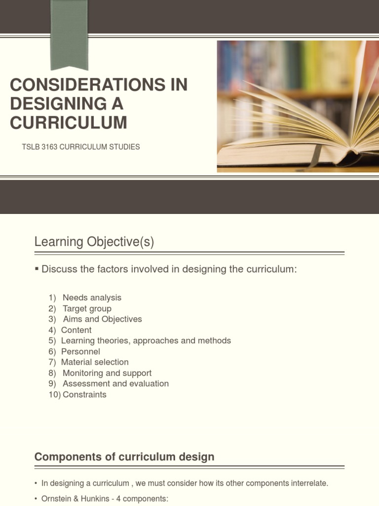 Curriculum Design Considerations Guide | PDF | Educational Assessment ...