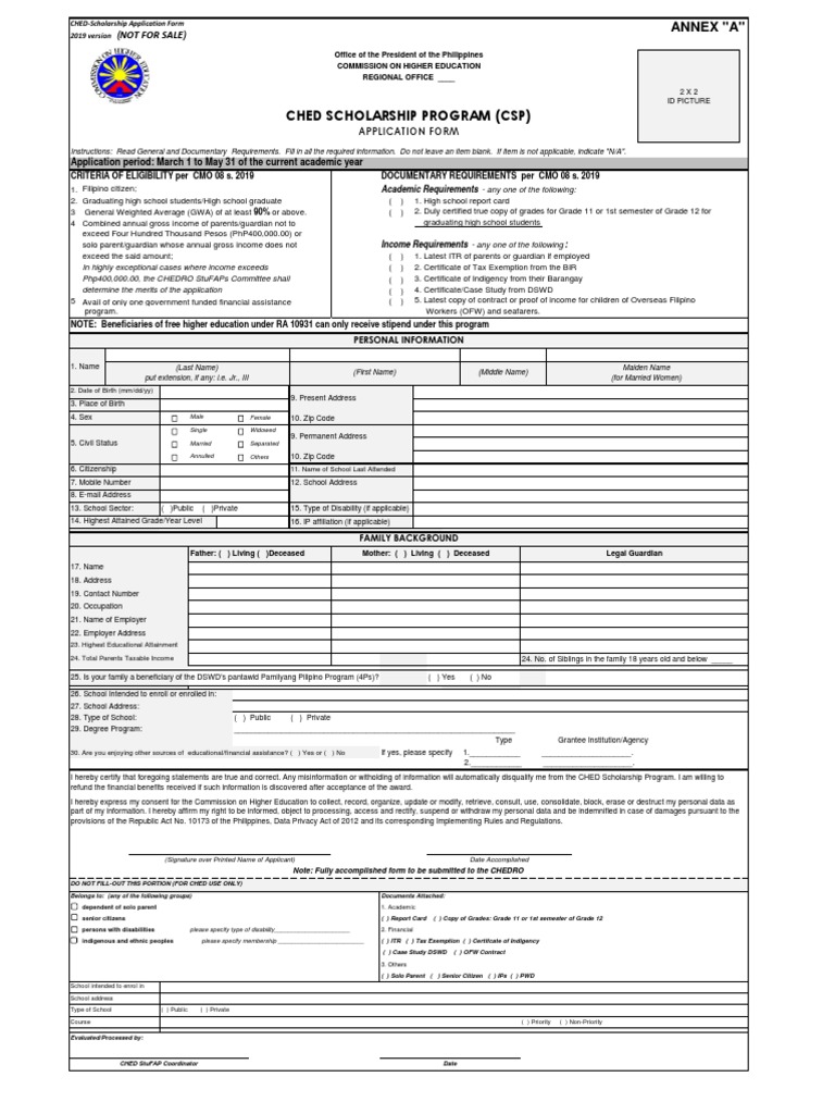 Ched Scholarship Application Form 2020 Pdf Government Social