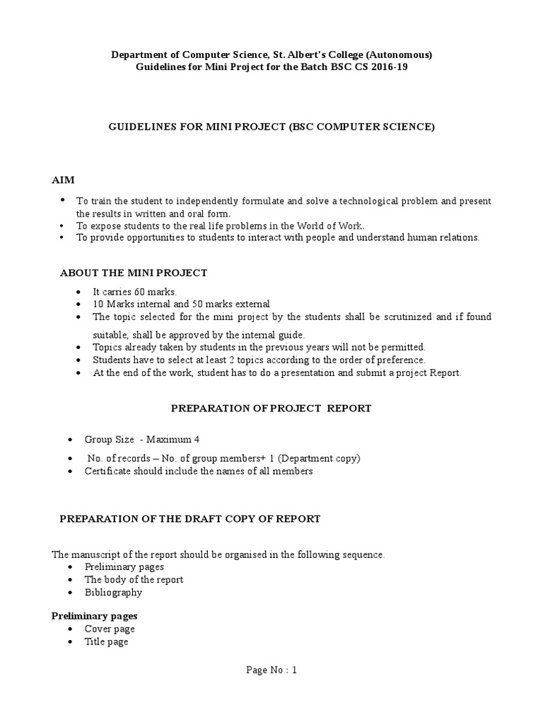Guidelines For Mini-Project | PDF | Computer Science | Computing