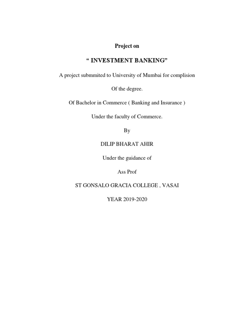 Investment Banking Project | PDF | Investment Banking | Securities ...