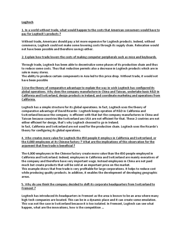 Case Study Logitech | PDF | Comparative Advantage | China