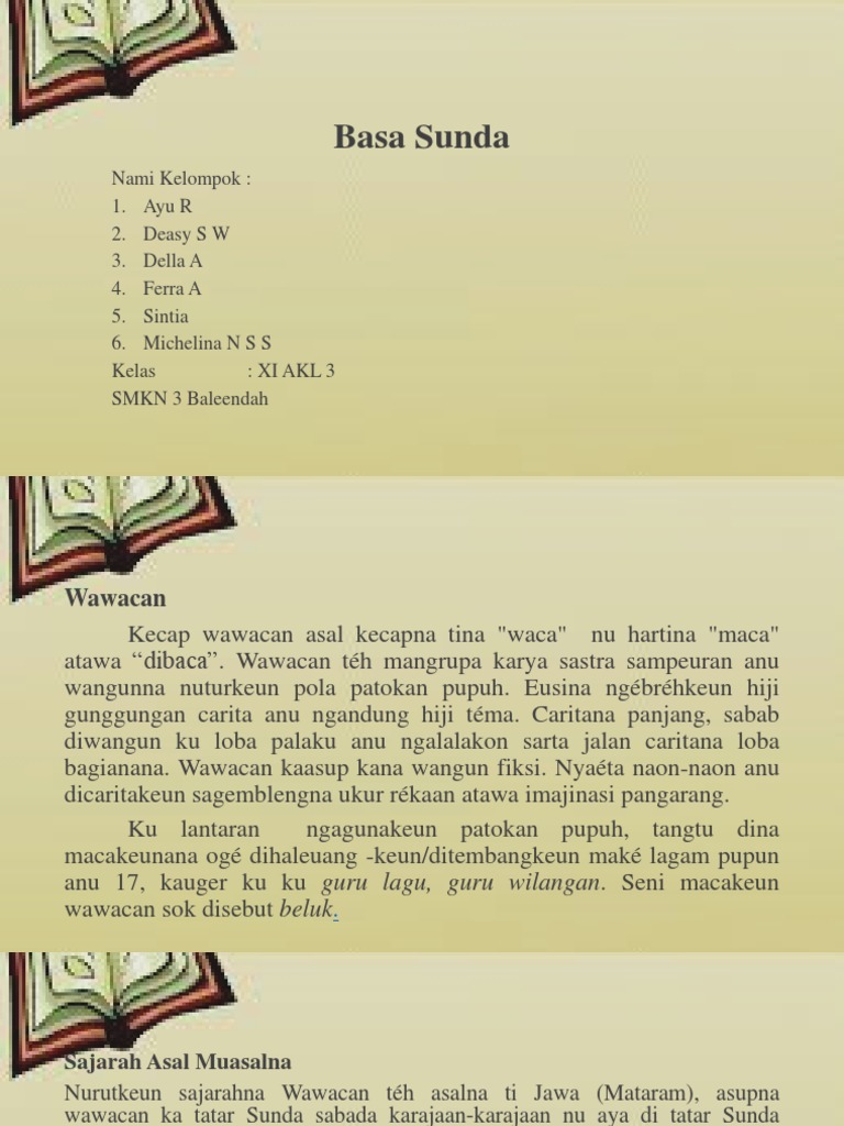 Ciri dan Contoh Wawacan Sunda | PDF