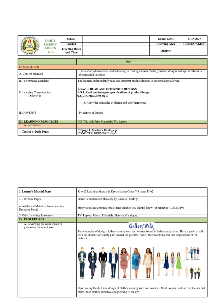 DLL in Dressmaking G7 | PDF | Design | Color