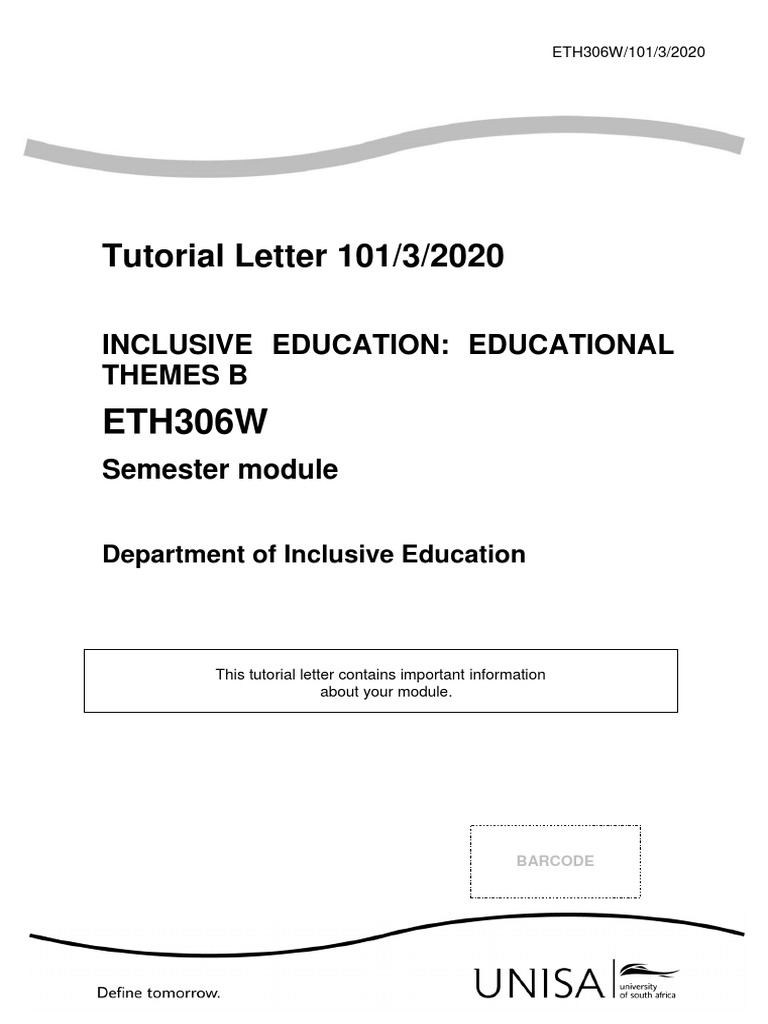 Tutorial Letter 101 | PDF | Inclusion (Education) | Learning