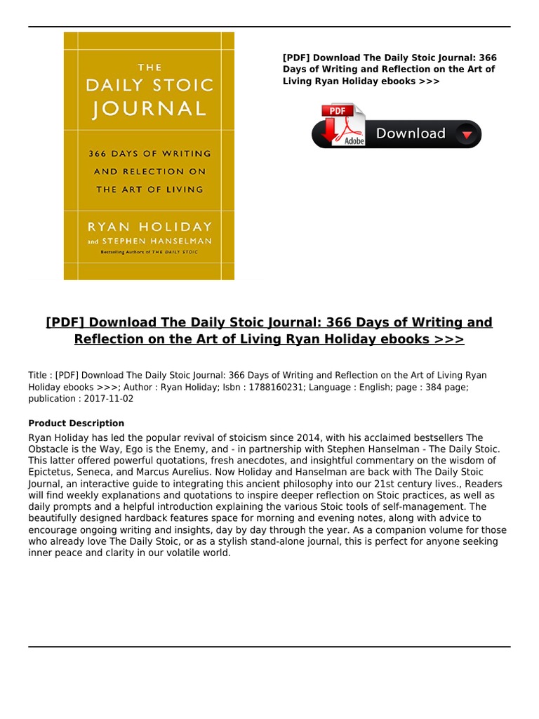 The Daily Stoic Journal 366 Days | PDF | Stoicism | Roman Era Philosophy