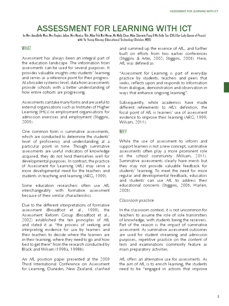 Assessment For Learning With ICT PDF | PDF | Educational Assessment ...