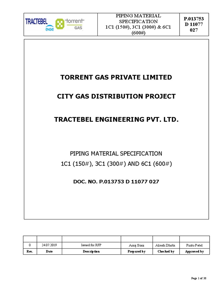 PTS - Piping Material Specification - 3C1 - R0 | PDF | Pipe (Fluid ...