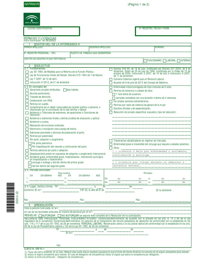 Anexo I. Solicitud de Permiso y Licencias | PDF | Privacidad de la información | Instituciones ...