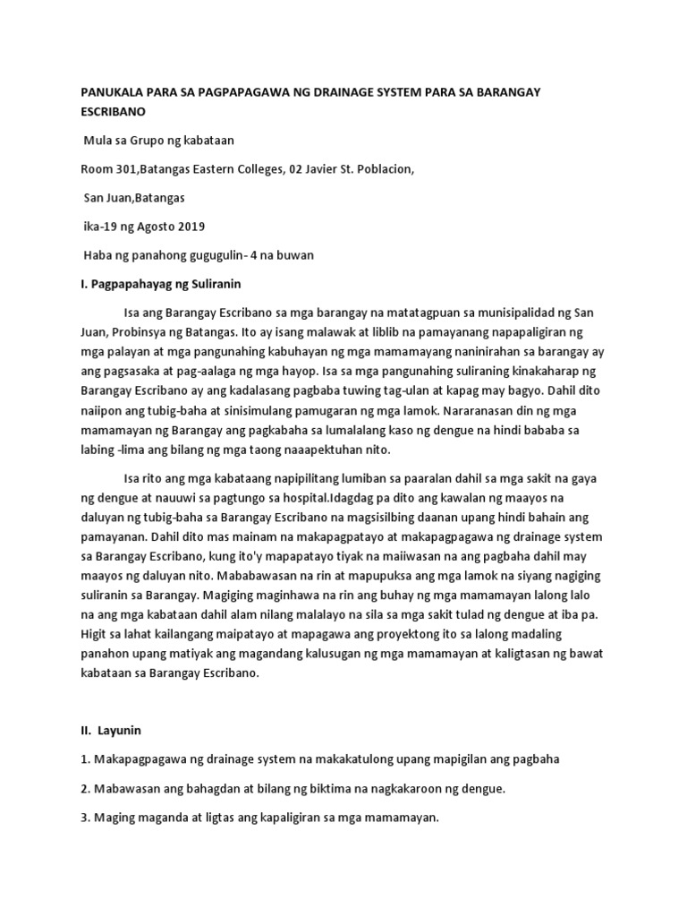 Panukalang Proyekto Sample | PDF