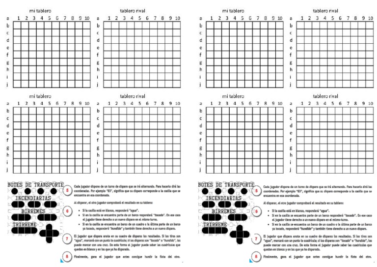 Juego Batalla Naval - Plantillas | PDF