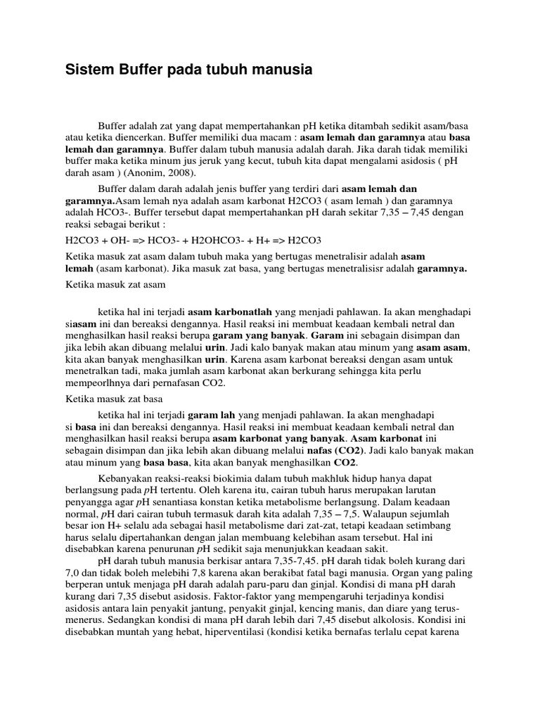 Sistem Buffer Pada Tubuh Manusia | PDF