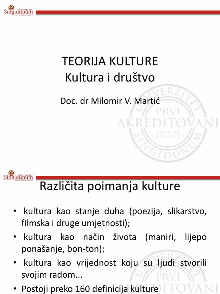 Teorija Kulture - Kultura I Drustvo | PDF