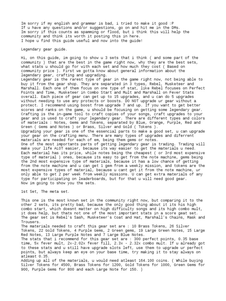 Legendary Gear Guide (RoBeats) | PDF | Leisure | Sports