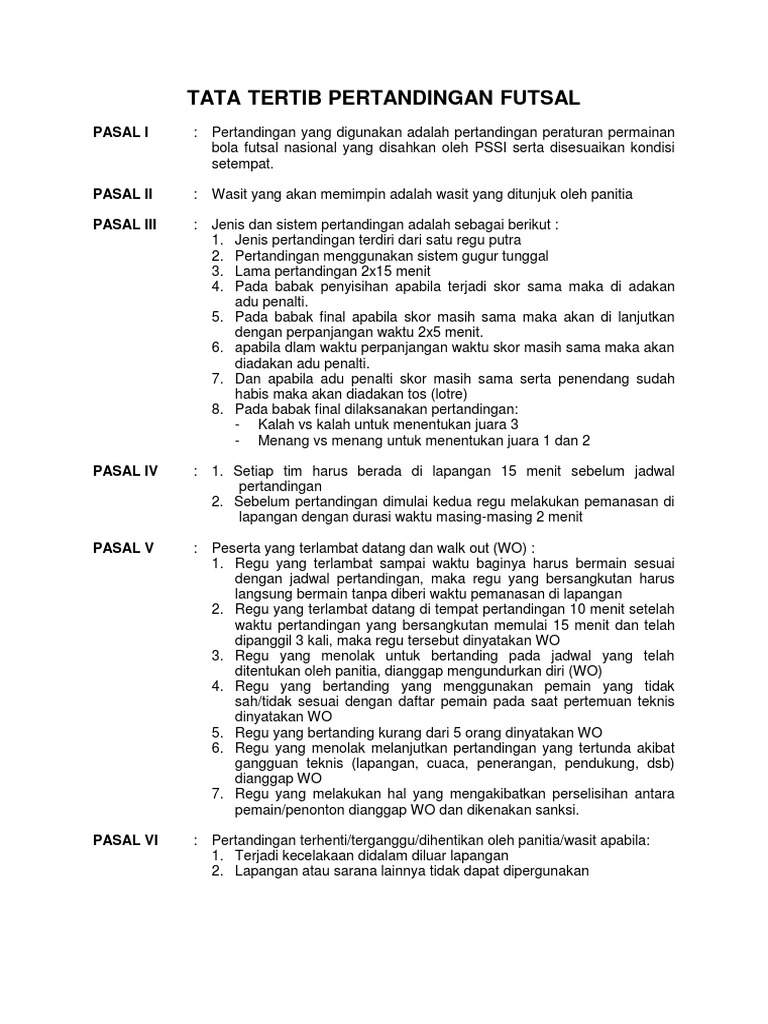 TATA TERTIB PERTANDINGAN FUTSAL Andi | PDF