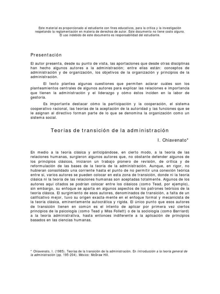2 Teorias De La Transicion De La Administracion Pdf Liderazgo