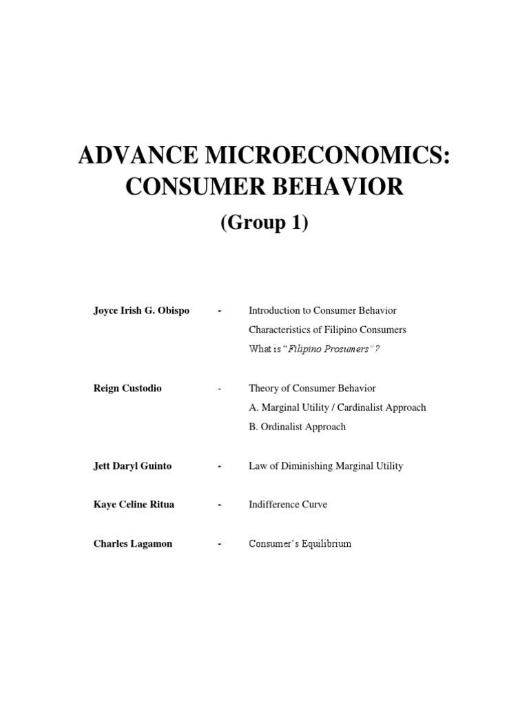 Filipino Consumer Behavior | PDF | Utility | Marginal Utility
