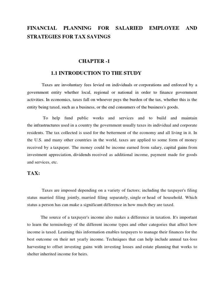 Mba Final Year Main Project | PDF | Taxpayer | Taxes