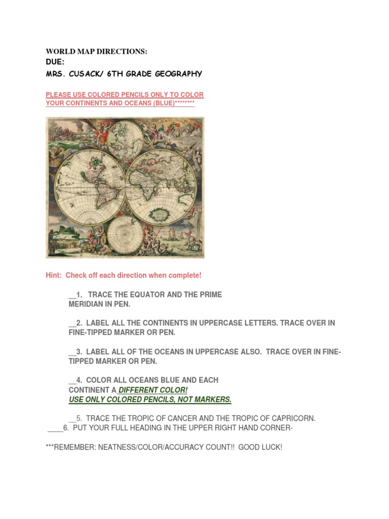 World Map Directions | PDF | Foreign Language Studies