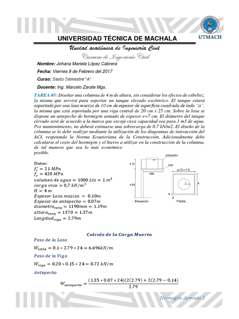 Columna Tanque Elevado 2 | PDF | Ingeniería estructural | Elementos arquitectónicos