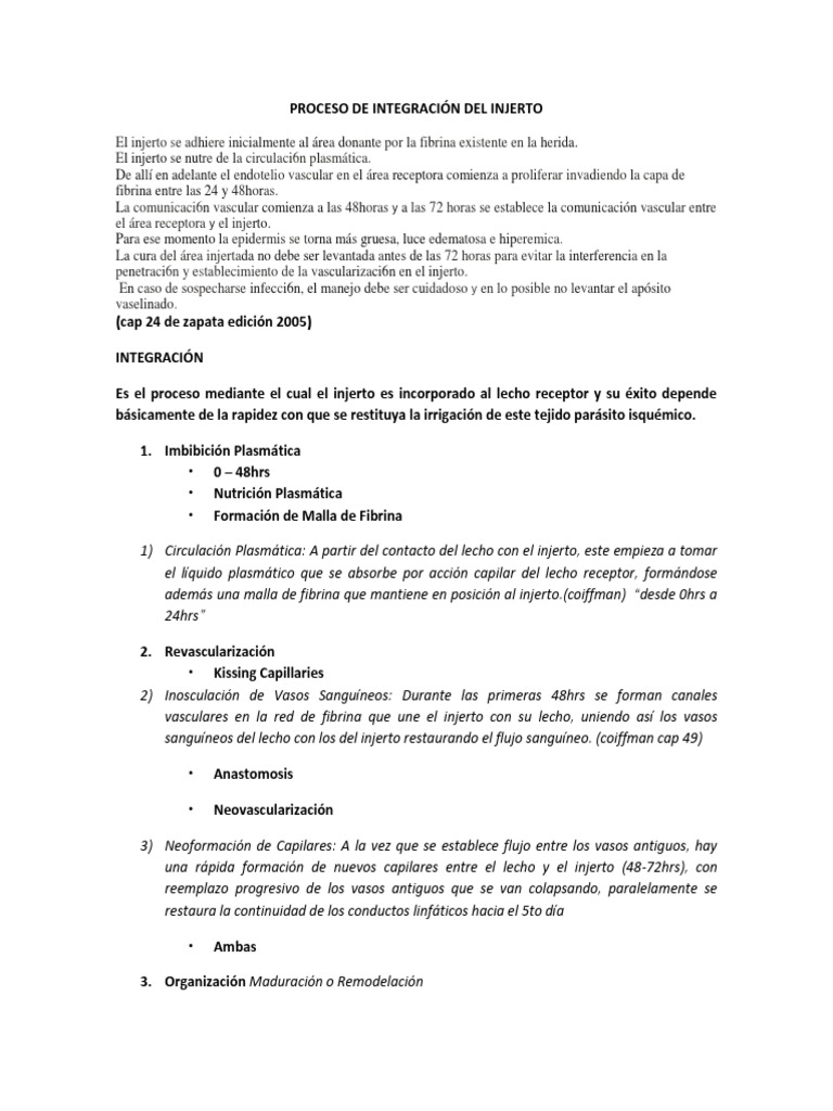 Proceso de Integración Del Injerto | PDF | Medicina | Especialidades ...