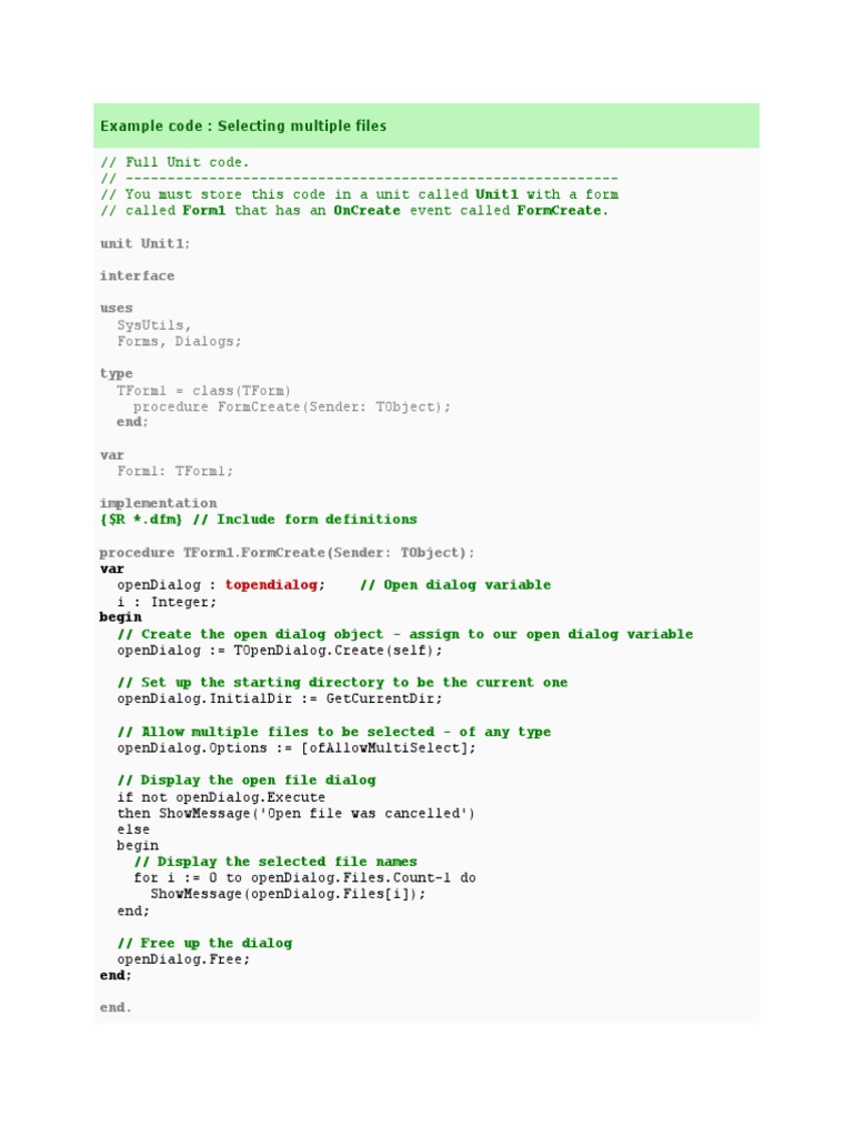 Selectie Multifile In Delphi Pdf Array Data Type Array Data Structure 4971