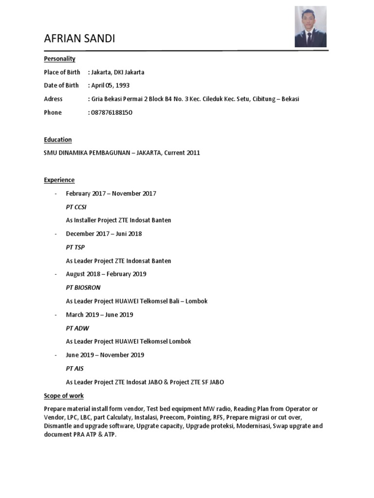 CV Afrian Sandi | PDF