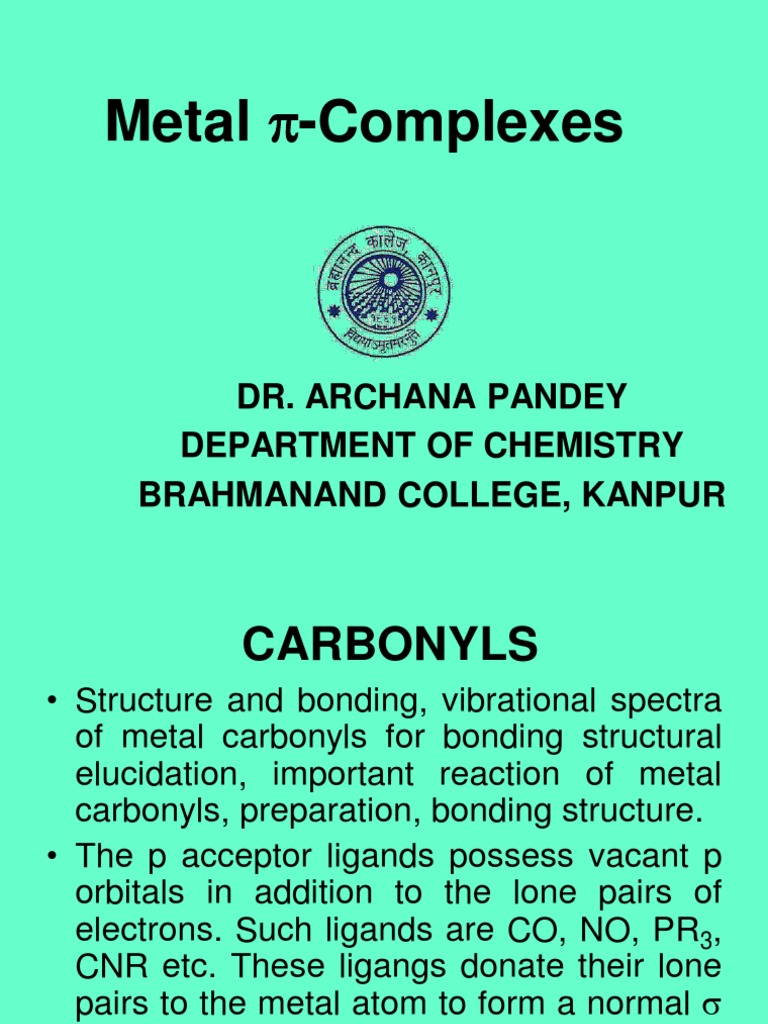 Metal Pi Complexes - Dr. Archana Pandey PDF | PDF | Molecular Orbital ...