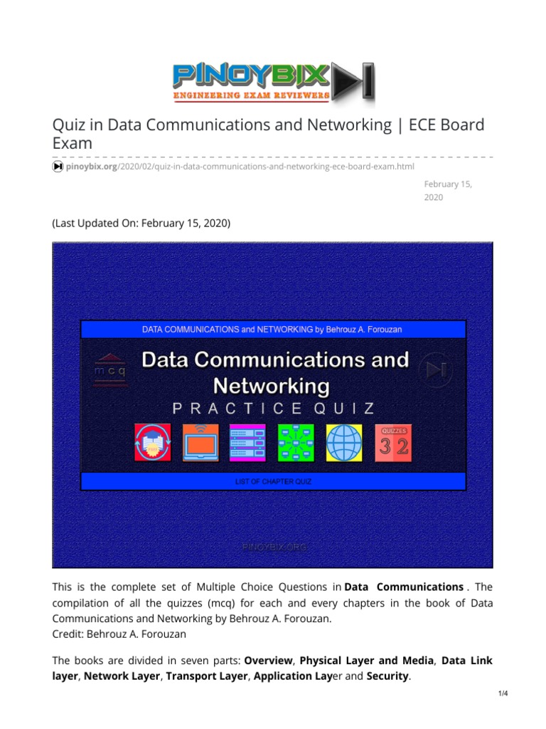 Quiz in Data Communications and Networking ECE Board Exam | PDF | Data ...