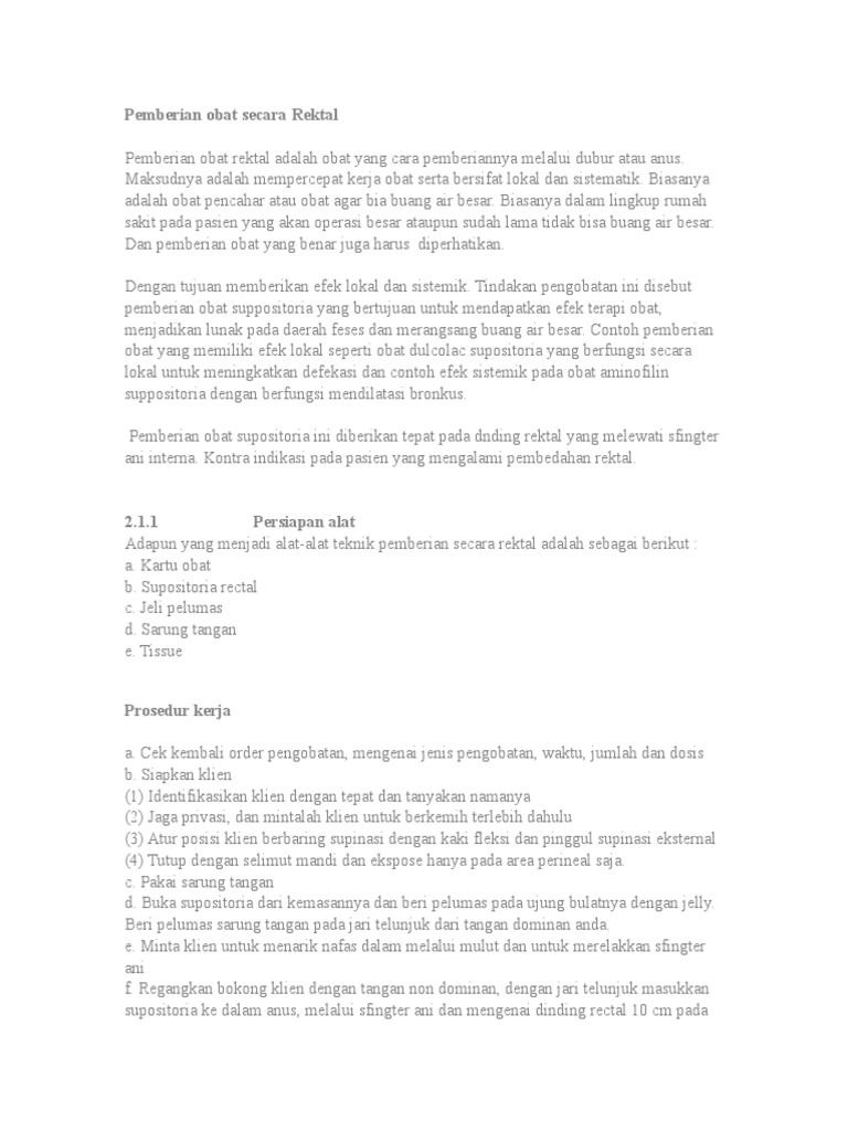 Pemberian Obat Secara Rektal | PDF