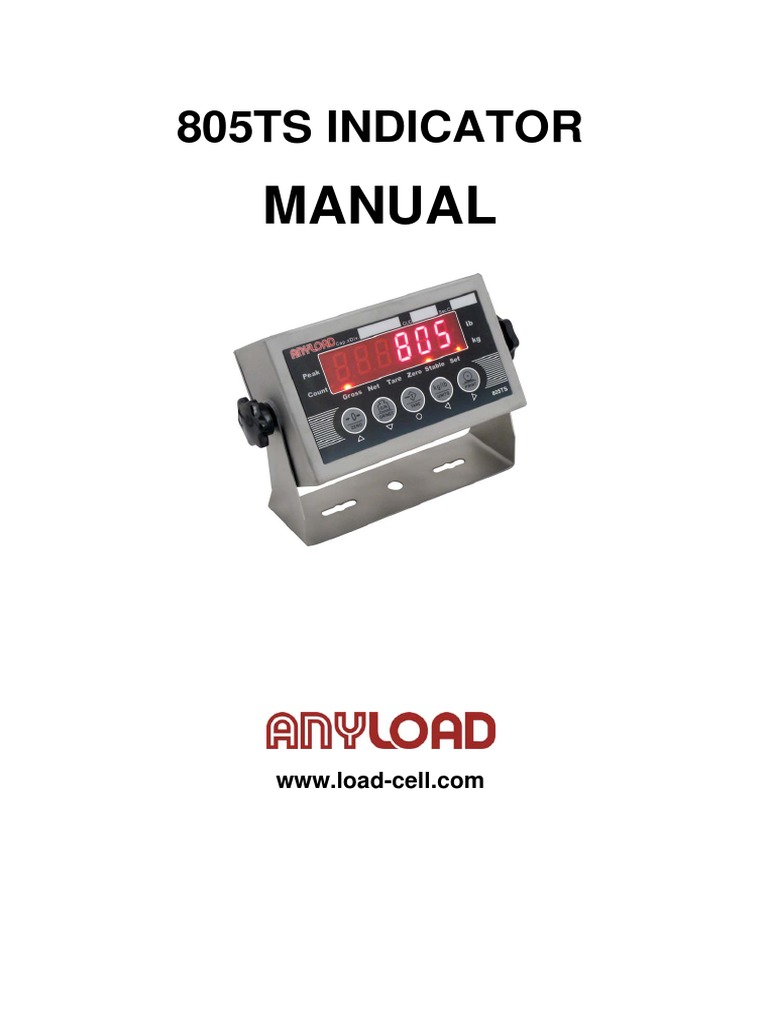 805TS Weighing Indicator Manual | PDF | Menu | Parameter (Computer ...