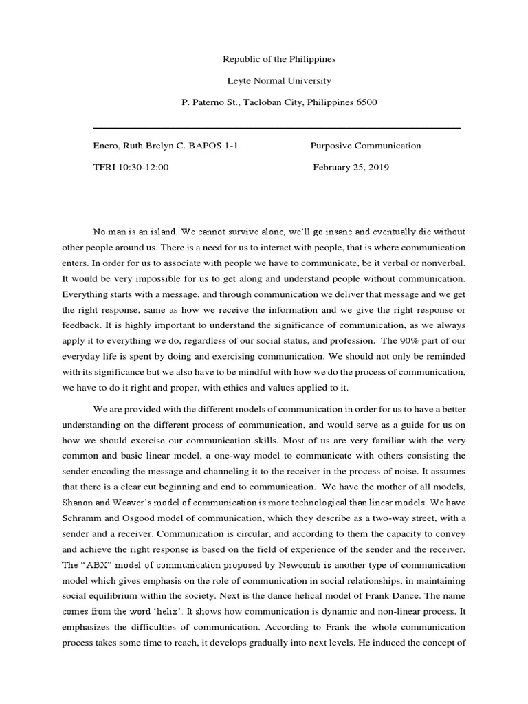 Insight Reflection Paper | PDF | Action (Philosophy) | Communication