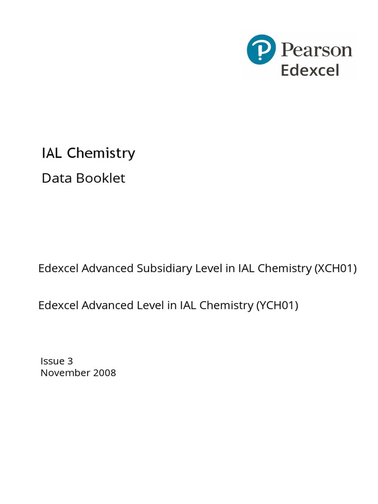 IAL Chemistry Data Booklet Issue 3 | PDF | Ester | Alkene