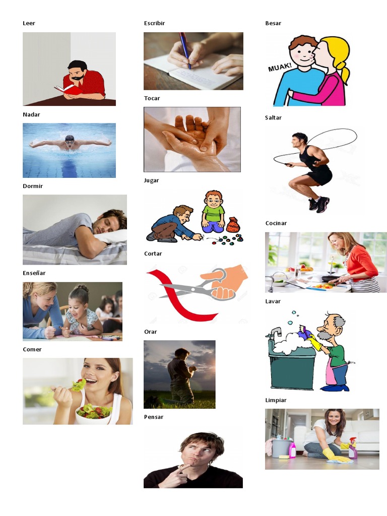 50 Verbos con Imágenes para Niños | PDF