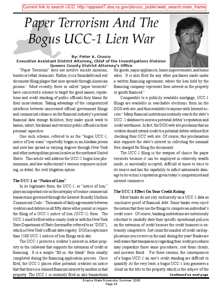 Paper Terrorism and The Bogus UCC-1 Lien War | PDF | Uniform Commercial ...