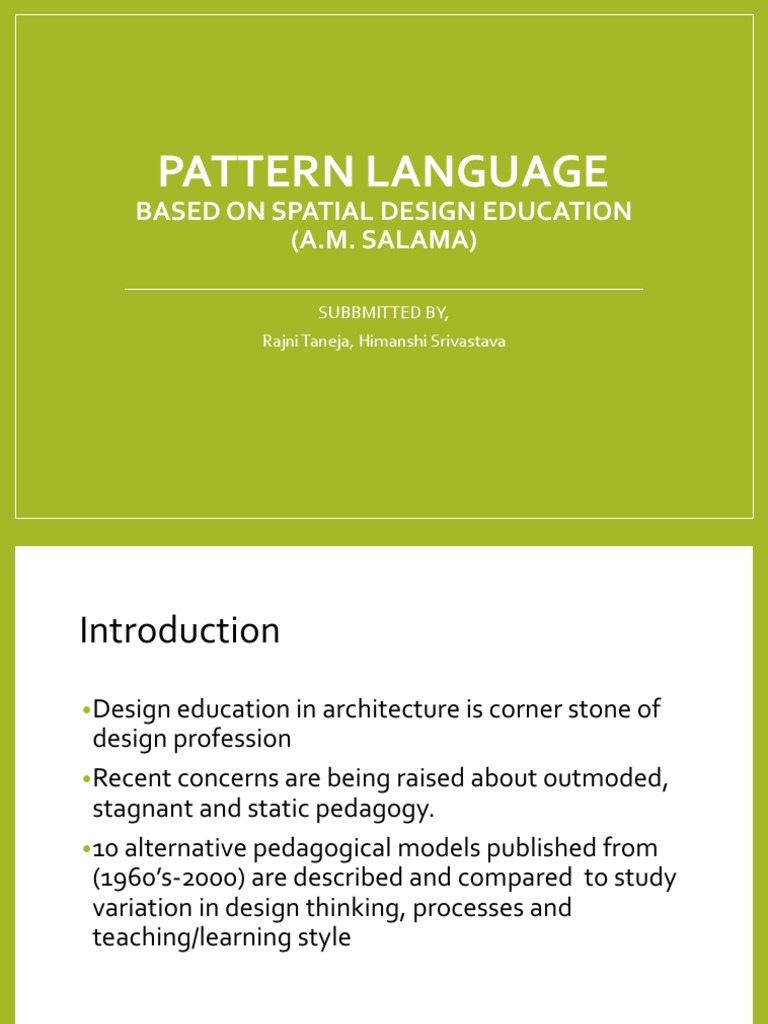 Pattern Language | PDF | Design | Decision Making