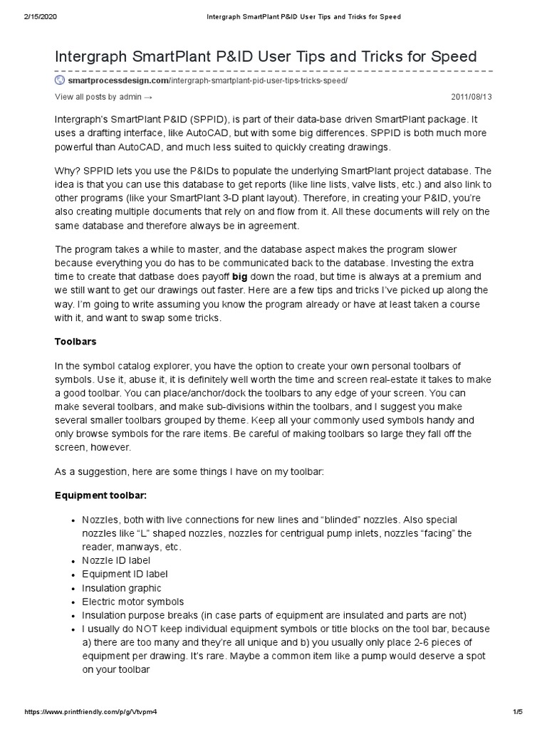 Intergraph SmartPlant P&ID User Tips and Tricks For Speed | PDF | Valve ...