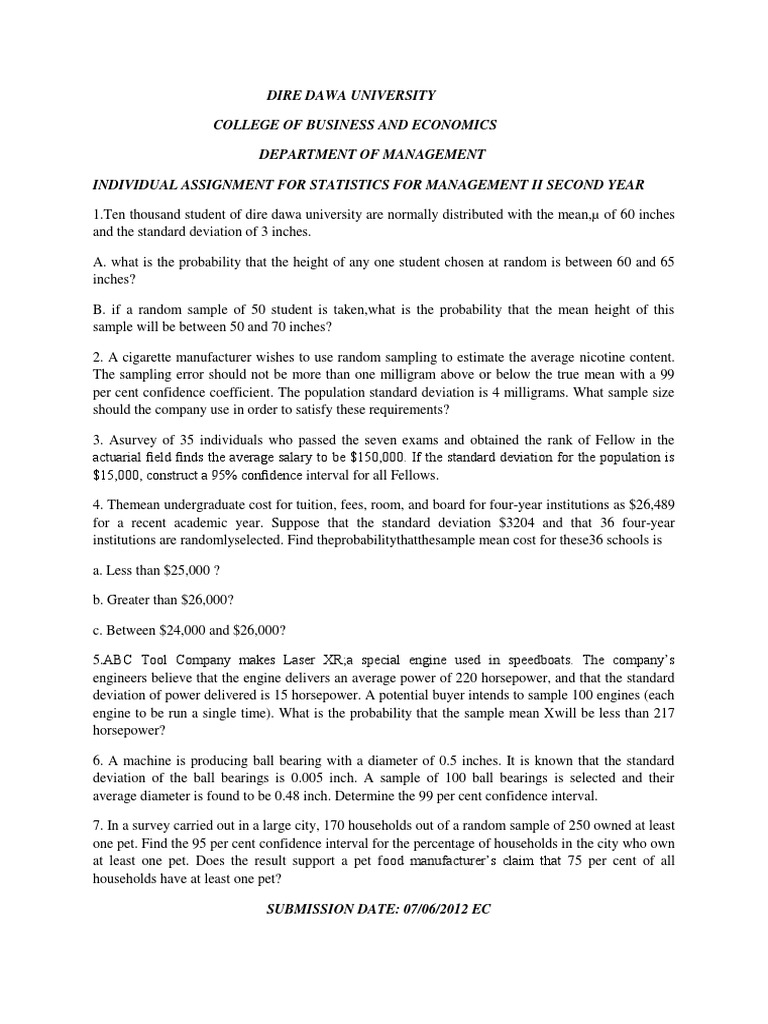 ASSIGNMENT | PDF | Sampling (Statistics) | Confidence Interval