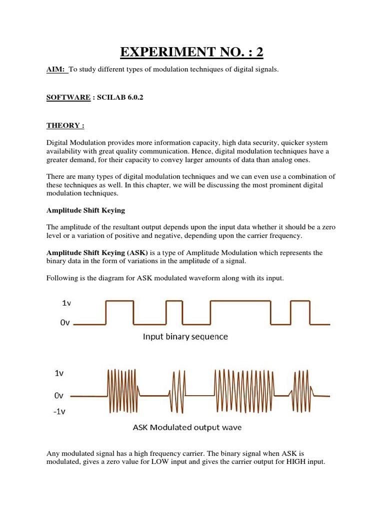 Digital Modulation Techniques: An Analysis of Amplitude Shift Keying ...