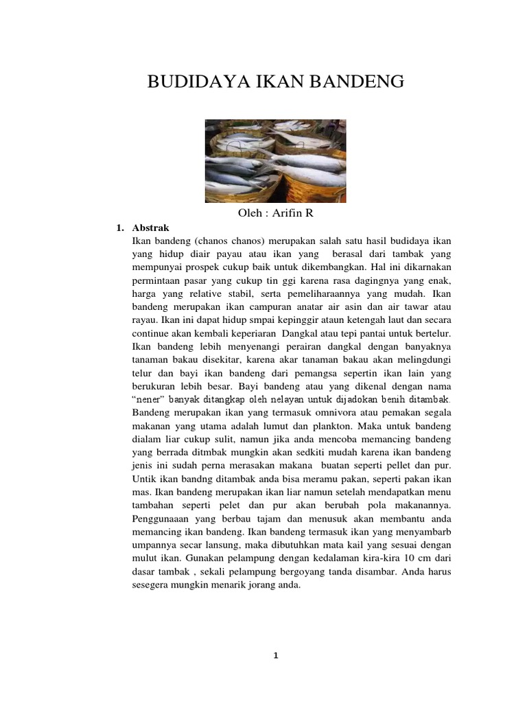 Budidaya Ikan Bandeng | PDF