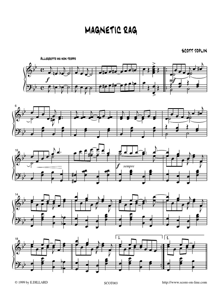 Scott Joplin - Magnetic Rag PDF | PDF | Rag-time | Musique populaire ...
