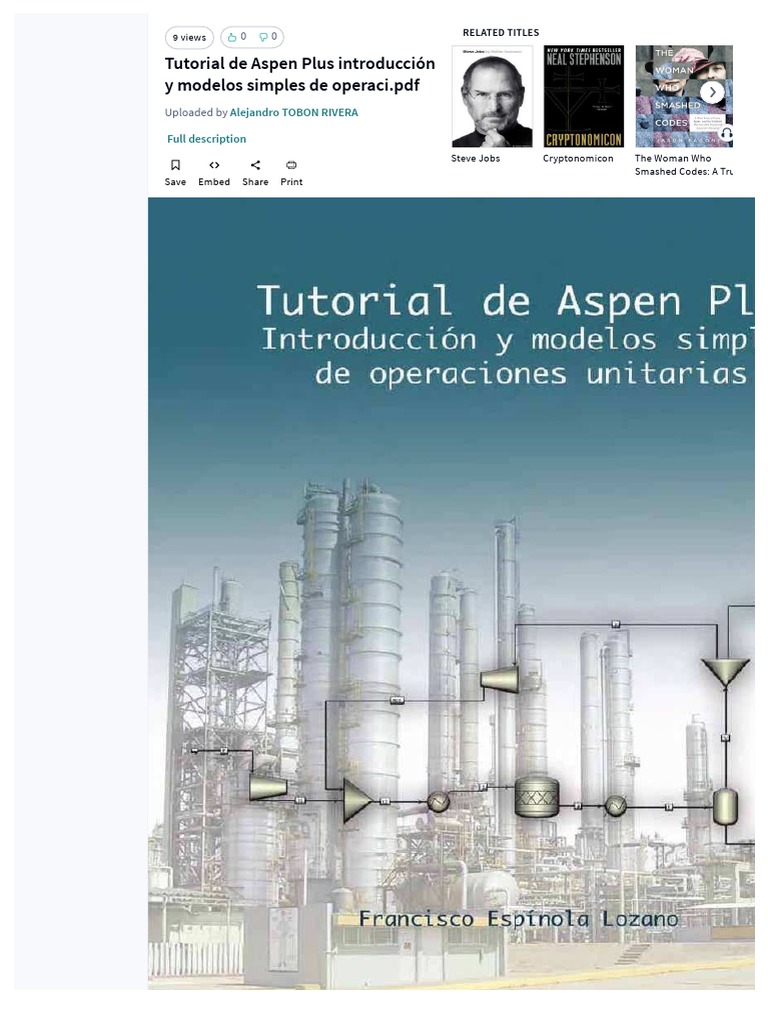 Tutorial de Aspen Plus Introduccion y Modelos Simples de Operacipdf PDF ...